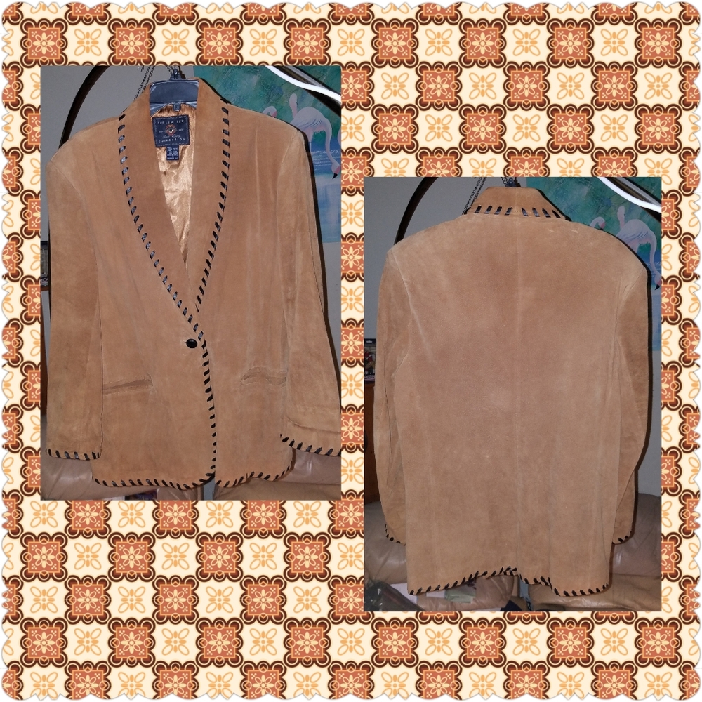 The Limited Collection Suede Leather Suit Jacket - Gem